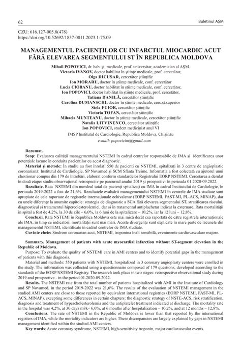 Pdf Management Of Patients With Acute Myocardial Infarction Without