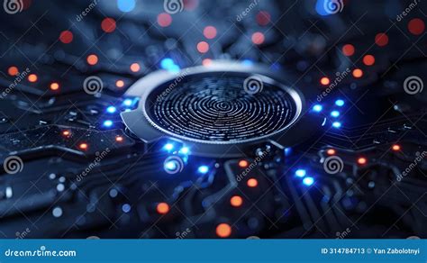 Futuristic Biometric Fingerprint Tech On Circuit Concept Futuristic