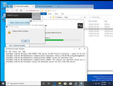 Fog Client Installation Error Cannot Install Ca Certificate Fog Project