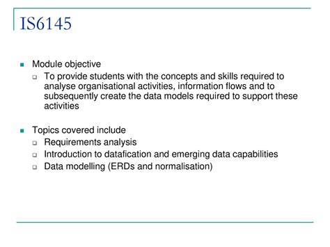 Rob Gleasure Is6125is6145 Database Analysis And Design Lecture 1 Introduction To Is6125is6145
