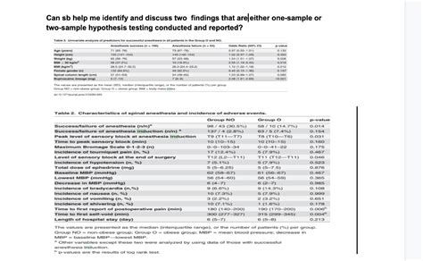 Identify Two Findings That Are Either One Sample