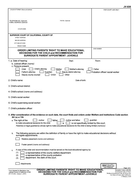 Fillable Online Alpine Courts Ca JV 535 Findings And Form Fill Out
