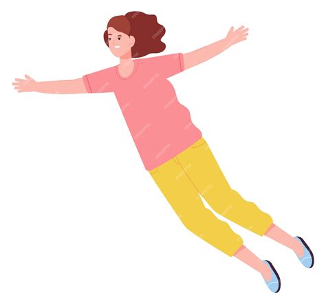 Premium Vector Dreaming Woman Flying In Air Floating Character