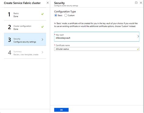 Azure Portal에서 Service Fabric 클러스터 만들기 Azure Service Fabric