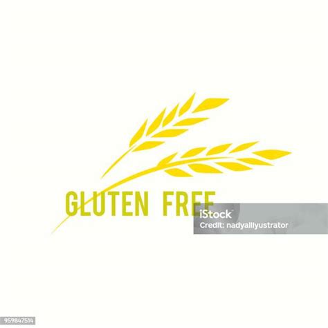 글루텐 무료 벡터 아이콘입니다 벡터 에코 유기농 바이오 로고 또는 표시 합니다 밀가루와 선 스타일 로고 템플릿입니다 로고에 대한 스톡 벡터 아트 및 기타 이미지 Istock