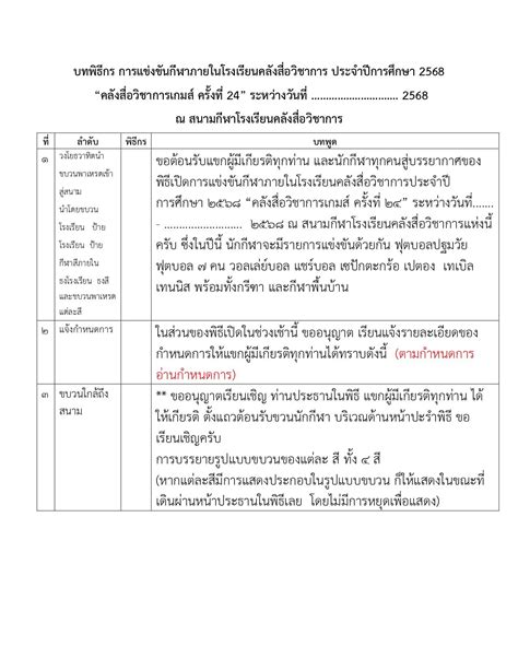 🏅บทพิธีกรกีฬาสีภายในโรงเรียน คลังสื่อวิชาการ งานคุณครู Facebook