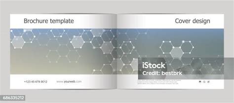 사각형 브로셔 템플릿 레이아웃 커버 연례 보고서 6 각형 분자 구조와 A4 크기에 잡지 기하학적 추상 배경입니다 벡터 일러스트 레이 션 0명에 대한 스톡 벡터 아트 및 기타