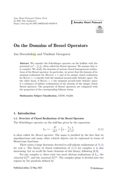 Pdf On The Domains Of Bessel Operators