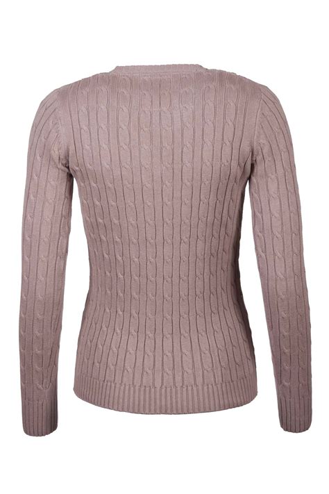 Ladies Cable Knit V Neck Jumper Uk Rydale