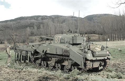 Sherman Tank W Minesweeper Flail Attachment British Tank Western
