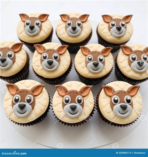 Kangaroo Cupcakes Symmetrical Design With Lively Facial Expressions