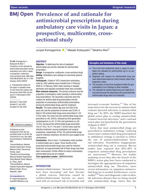 Pdf Prevalence Of And Rationale For Antimicrobial Prescription During Ambulatory Care Visits