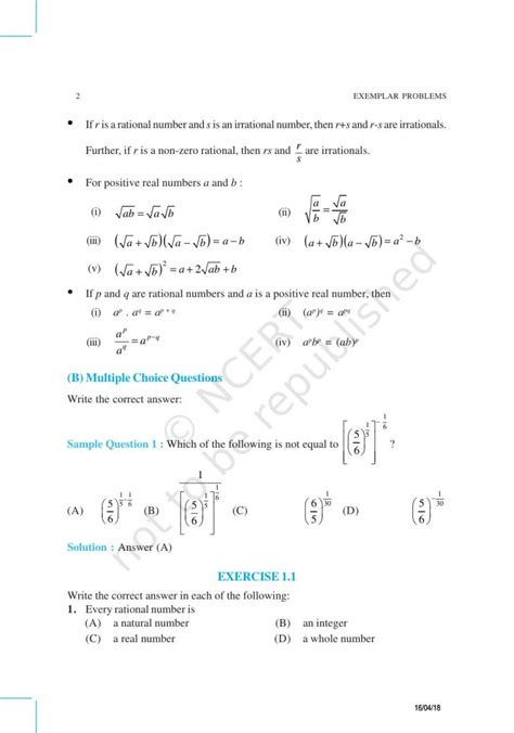 Ncert Exemplar Book For Class 9 Maths Chapter 1 Number Systems