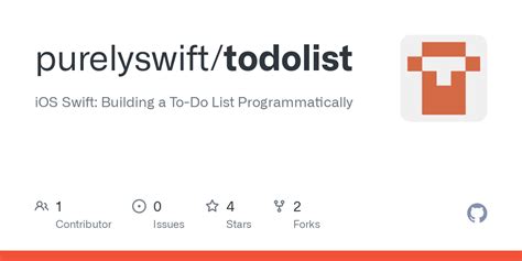 Github Purelyswifttodolist Ios Swift Building A To Do List