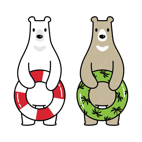 Premium Vector Bear Polar Swimming Pool Ring Cartoon
