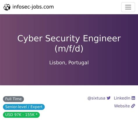 [hiring] cyber security engineer m f d in lisbon portugal r