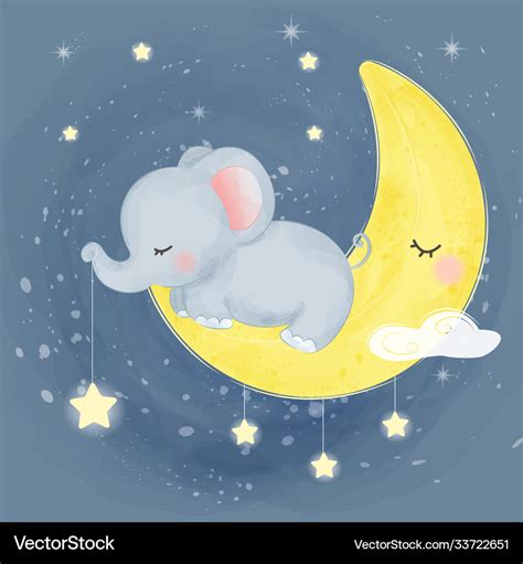 Cute Elephant Sleeping Royalty Free Vector Image