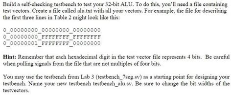Solved 1 DESIGN AN ALU IN SYSTEMVERILOG Create A 32 Bit ALU In