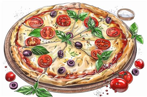 Handdrawn Vector Sketch Illustration Of Italian Pizza Premium Ai