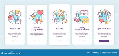 Personal Values Onboarding Mobile App Page Screen With Concepts Stock Vector Illustration Of