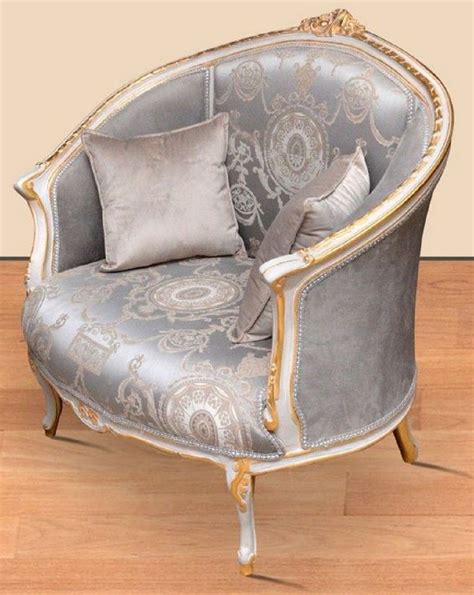Casa Padrino Poltrona Barocco Con Motivo Elegante Grigio Beige