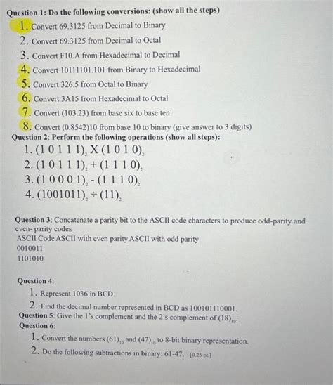 Solved Question Do The Following Conversions Show All Chegg