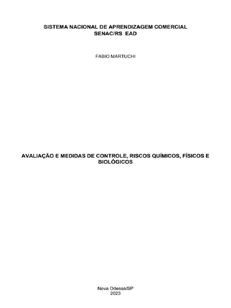 Atividade 1 Uc3 Realizar Avaliação E Medidas De Controle De Riscos
