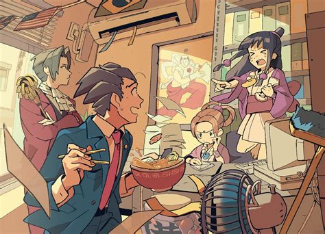 Phoenix Wright Maya Fey Miles Edgeworth Pearl Fey And Steel Samurai