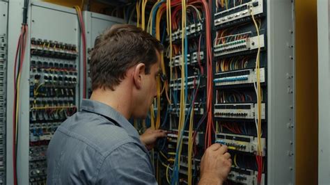 Premium Photo Electrician Working On Industrial Power Control