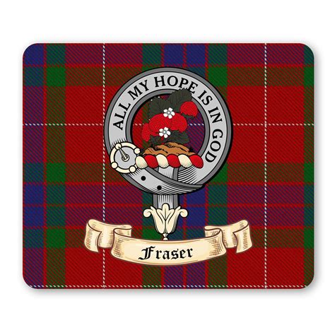 Fraser Scottish Clan Mouse Pad With Fraser Clan Crest On Fraser Tartan