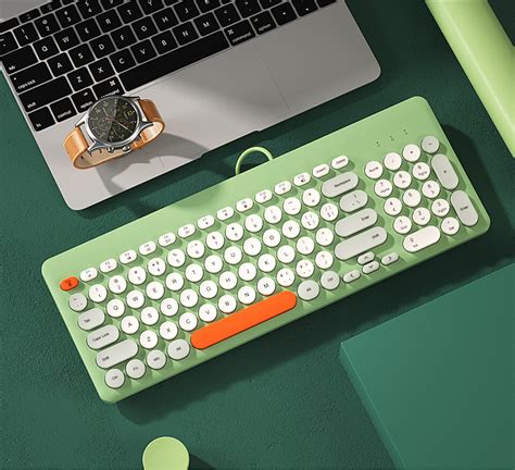 Bow Colorful Green Wired Keyboard Round Concave Keycaps K221u
