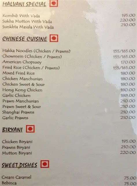 Menu At Royal Salute Bambolim