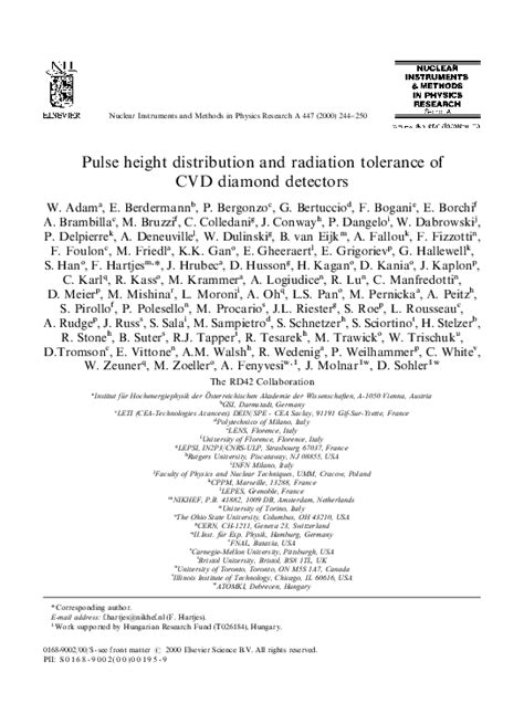 Pdf Pulse Height Distribution And Radiation Tolerance Of Cvd Diamond Detectors
