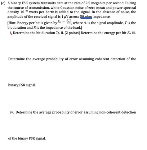 solved c a binary fsk system transmits data at the rate of