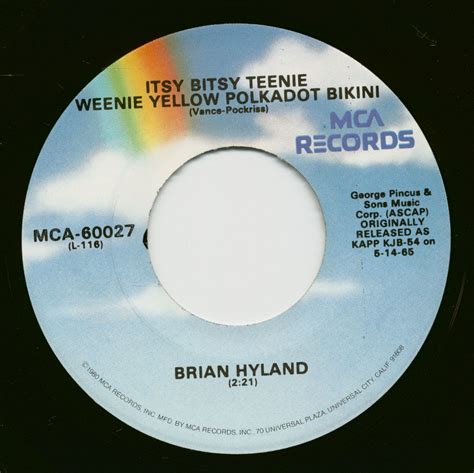 Brian Hyland And Jerry Keller 7inch Itsy Bitsy Teenie Weenie Yellow Polkadot Bikini Here