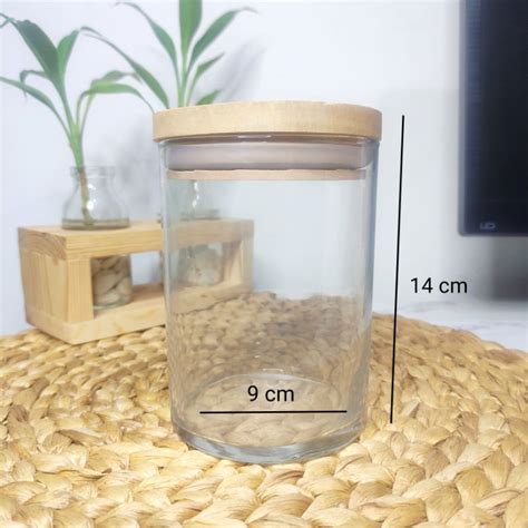 Jual Toples Kaca Tutup Kayu Toples Kedap Udara Toples Kue Kering Permen Gula Kopi Teh