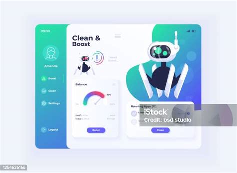 태블릿 인터페이스 벡터 템플릿을 청소하고 높일 수 있습니다 모바일 앱 페이지 데이 모드 디자인 레이아웃 장치 관리 화면입니다 응용 프로그램에 대한 플랫 Ui입니다 메모리