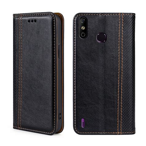 For Infinix Smart 4 Grid Texture Magnetic Flip Leather Phone Case Black