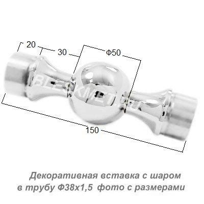 Комплектующие для перил, фурнитура. Дек. вставка шар в Ф38х1,5