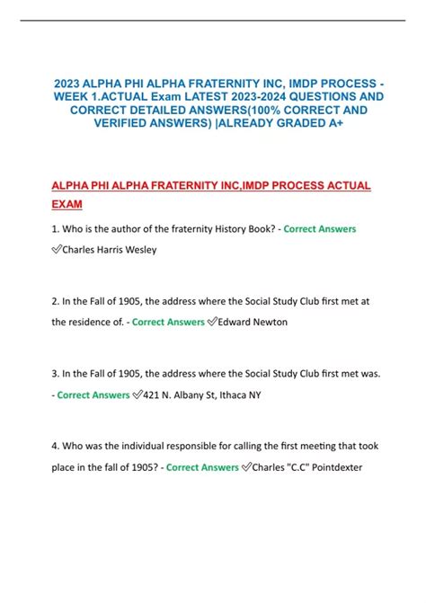 2023 Alpha Phi Alpha Fraternity Inc Imdp Process Week 1actual Exam