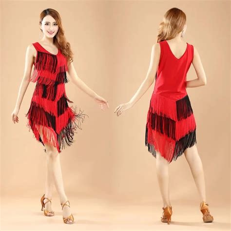 Women Fringe Latin Dance Dress Ballroom Dancing Dresses Sexy Latin