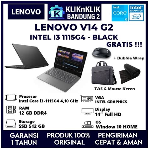 Jual LAPTOP LENOVO V14 G2 INTEL I3 GEN 11th RAM 12GB SSD HDD BLACK Shopee Indonesia