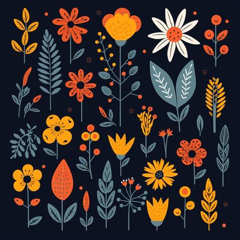 Premium AI Image There Are Many Different Flowers And Leaves On This