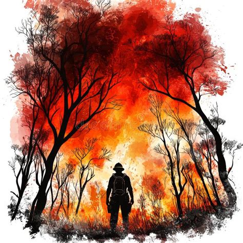 A Striking Scene Of A Forest Fire Unfolds With Vibrant Orange And Red