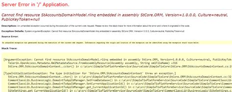 Cannot Find Resource Staccountsdomainmodelrlinq Embedded In Assembly Telerik