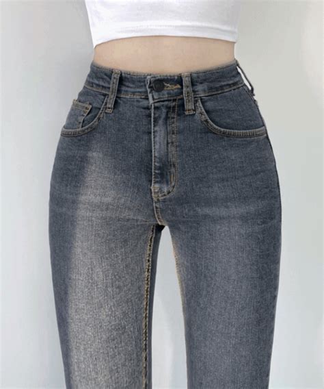 인생데님 XS L까지 기장추가 그레이 청 컷팅 하이웨스트 스키니팬츠 에이블리