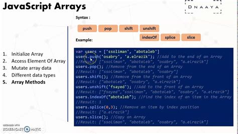 Javascript Arrays Youtube