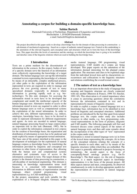 PDF Annotating A Corpus For Building A Domain Specific Knowledge Base