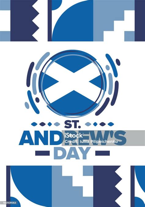 스코틀랜드에서 세인트 앤드류의 날 스코틀랜드에서 국가 날 해피 홀리데이 안데르마스는 11월 30일 매년 축하합니다 스코틀랜드 국기 애국적 요소 포스터 카드 배너 및 배경