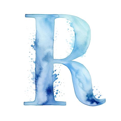 Premium Photo A Watercolor Drawing Of A Letter R Is Painted In Blue